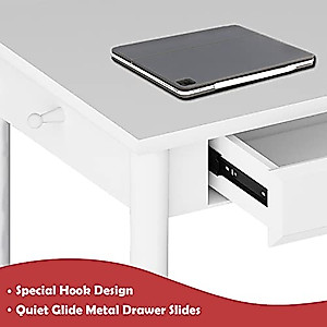 VAMEPOLE Computer Desk for Home Office, 39" Small White Office Desk with 2 Hooks, 2 Drawers, Vanity Desk for Small Spaces Study Table Laptop Desk (White)