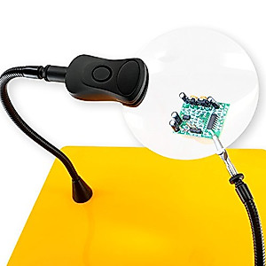 QuadHands LED 3x Magnifier w/ Light | Helping Hands Soldering Third Hand | Flexible Gooseneck Arm | Attach Magnetic Arm To Metal Stand or Surfaces | Scratch-Resistant Lens | Batteries Incl. | USA Made