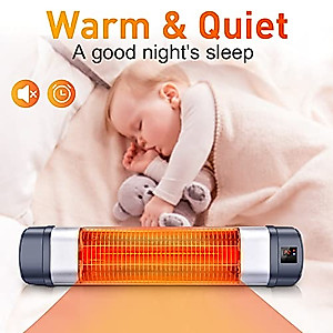 Wall Mounted Electric Heater, 1500W Hanging Space Heater w/Remote, Timer&1s Fast Heat, Overheat Protection, Super Quiet Waterproof Outdoor Patio Heater, Garage Heaters for Indoor Use
