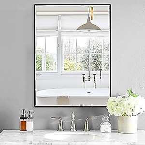 LEDLUX 24x36 Inch Black Mirror with Beveled Trim, Aluminum Frame Bathroom Vanity Mirror, Copper-Free Mirror, Rectangle Wall Mounted Mirror, Modern Rectangular Mirror Horizontal or Vertical