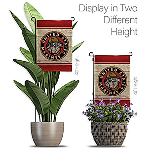 Marine Bulldog Burlap Garden Flag - Set with Stand Armed Forces Corps USMC Semper Fi United State American Military Veteran Retire Official - House Banner Small Yard Gift Double-Sided 13 X 18.5