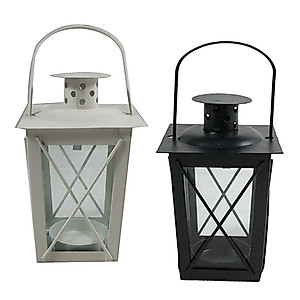 Homyl Metal Lantern Garden Lantern Wind Light Lantern Candle Holder Home Garden - Black, 6.69inch Height