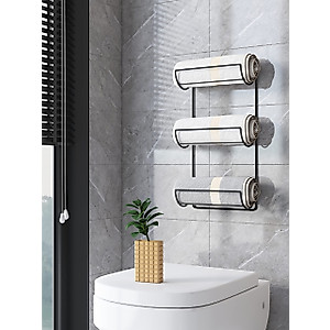 Towel Rack Wall Mounted Metal Wine Rack Washcloths Bathrobe Storage Shelf Organizer Hand Towels Holder for Bathroom Cloakroom - Black