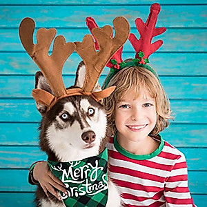 4 Pieces Christmas Dog Bandanas Christmas Buffalo Plaid Pet Scarf Xmas Dog Triangle Bibs Decoration Adjustable Washable Bandanas Kerchief Party Supplies for Dogs Cats