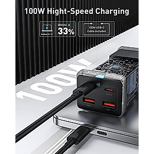 Baseus USB C Charger - PowerCombo On 100W Power Strip with 4 USB Ports & 2 Outlet Extender - USB Charging Station for MacBook Pro/Laptops/iPhone/Samsung/iPad Fast Charging
