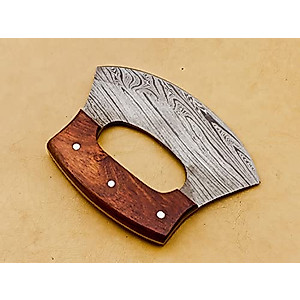 Handmade Damascus Chef Kitchen Ulu Knife Chef Knife Heavy Duty Damascus Handle Walnut Wood With Leather Sheath