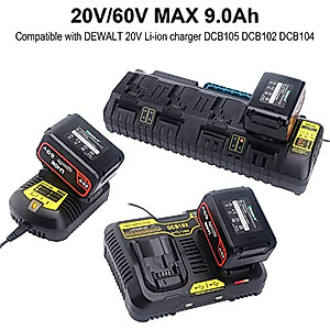 Biswaye 9.0Ah Battery DCB609 Replacement for DEWALT 20V/60V 120V MAX XR Lithium-Ion Battery DCB606 DCB609 DCB612 DCB203 DCB204 DCB207 DCB206 DCB201
