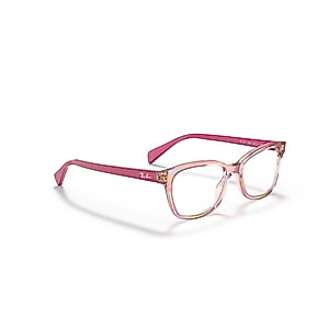 Ray-Ban Junior Girls' RY1591 Square Prescription Eyeglass Frames, Fuchsia Striped Multicolor/Demo Lens, 46 mm
