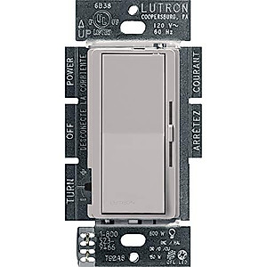 Lutron Diva LED+ Dimmer Switch for Dimmable LED, Halogen and Incandescent Bulbs, Single-Pole or 3-Way, DVCL-153P-GR, Gray & Claro On/Off Switch, 15-Amp, Single-Pole, CA-1PS-GR, Gray