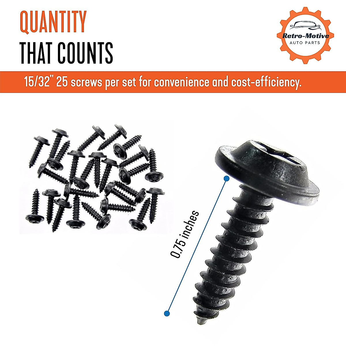 Retro-Motive #8 X 1/2 Trim Screws Phillips Flat Top Washer Head (Qty 25) #964