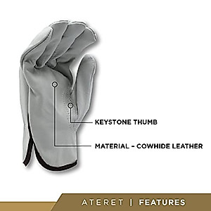 Heavy Duty Durable Cowhide Leather Driver Work Gloves for Truck Driving (12, Extra Large)