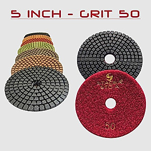 STADEA Premium Grade Wet 5" Diamond Polishing Pads Set For CONCRETE Polish