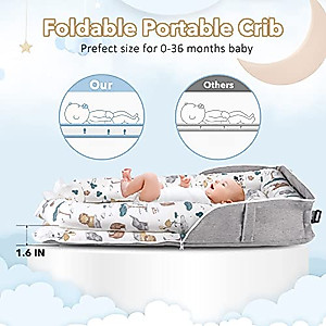 Baby Lounger Cover Adjustable Baby Nest Cover for Co Sleeping, Ultra Soft Cotton Baby Bed Cover Perfect for Traveling and Napping(Grey Lion)