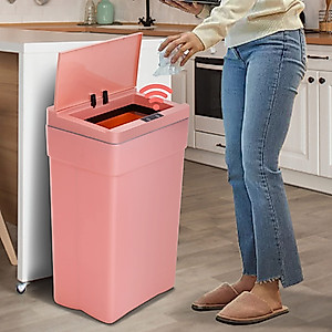 13 Gallon 50 Liter Kitchen Trash Can with Touch-Free & Motion Sensor Lid, Automatic Plastic Garbage Can, Touchless Trash Bin Automatic Trash Can for Bedroom Bathroom Home Office