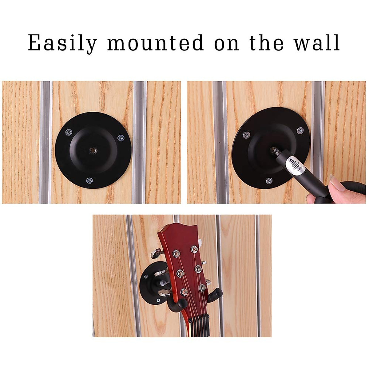 HONESTY Guitar Hanger, 4-Pack,for Wall Hangers, Premium Guitar Hooks Perfectly Displayed in Music Retail Stores/Bedrooms/Bars, Black