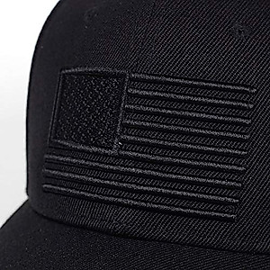 Black American Flag Baseball Cap, USA Low Profile Patriotic Snapback Dad Hat for Men or Women
