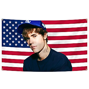 Generic American Flag Justin Music Singer Bieb-ers Banner 3x5 Feet Home Decoration Funny Flag Bedroom Living Room College Dormitory Headboard Background Outdoor Decoration, red