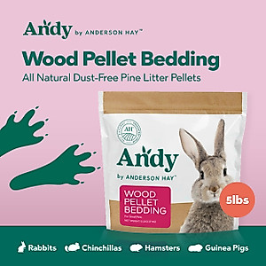 Andy Wood Pellet Bedding, 5 lb Bag, Premium Pine Pellets for Rabbits & Guinea Pig Bedding, Small Pets, Hamster, & Rabbit Litter