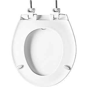 BEMIS 790TDGSL 000 Heavy Duty Closed Front Plastic Toilet Seat with Cover will Slow Close, Never Loosen & Reduce Call-backs, ROUND, Plastic, White