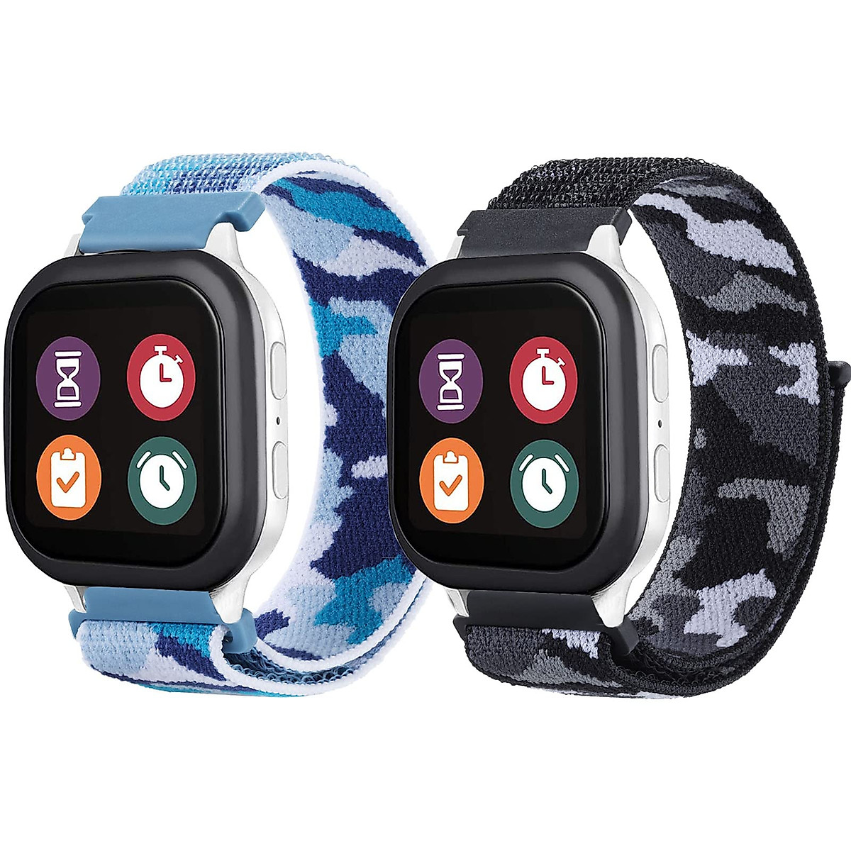 2 Pack Camo Nylon Band Compatible with Gizmo Watch 3 Adventure 3 2 1/Gabb Watch 3e 3 2 1/SyncUP Watch Band, 20mm Breathable Soft Hook & Loop Watch Band Replacement Small Size