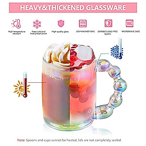 Iridescent Glasses Coffee Mug Insulated Heavy Espresso Mugs Crystal Vintage Glass Tea Cup with Handle, for Drinking Hot Beverages Cappuccinos Latte Café Cocktail Beer,11OZ. 330ml Gift Package
