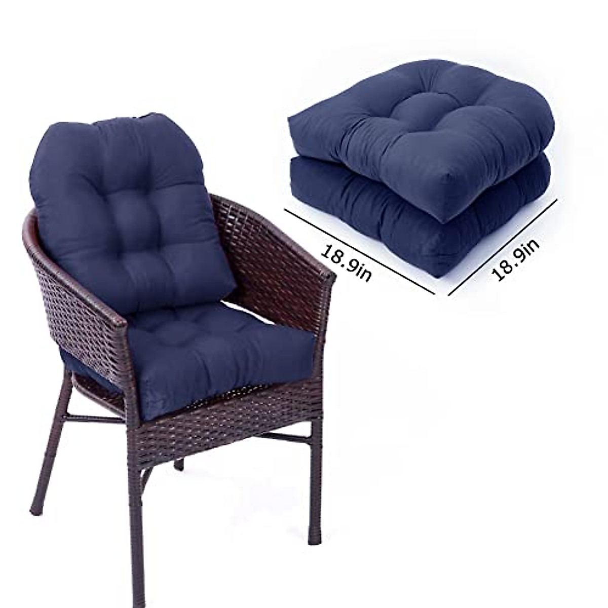 SEAHOME 2PCS Rocker Cushions Replacement Outdoor/Indoor, Soft Washable Solid Twill Swivel Rocker Chair Seat,for Recliner Rattan Folding Chair Garden Patio Mat (Navy Blue) 2 Count (Pack of 1)