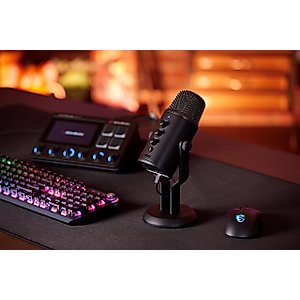 MSI IMMERSE GV60 Streaming Microphone (USB Type-C Interface and 3.5mm Aux, for Professional Applications with Intuituve Control in 4 Modes: Stereo, Omnidirectional, Cardioid and Bidirectional)