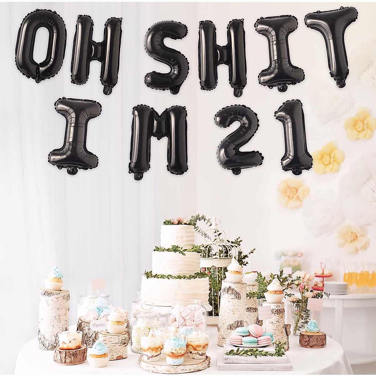Oh I’m 21! Latex Balloons 16 Inch Black Hallo Twenty Five Cheers to 21 Years Old Theme Decor for Man Woman Happy 21st Birthday Party Photo Studio Prop Flag Decorations Favors Supplies