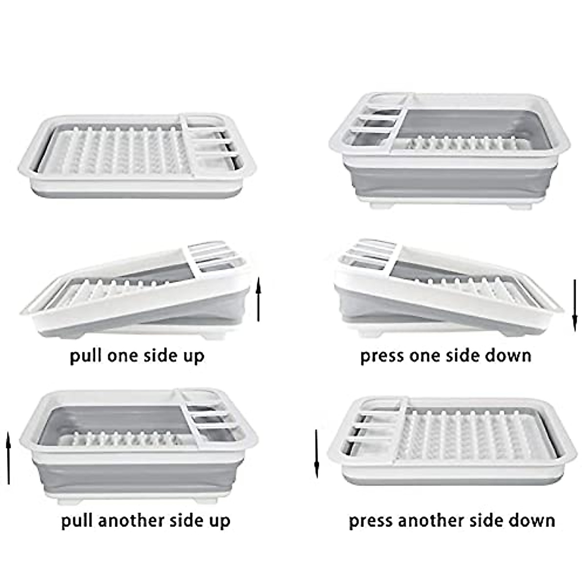 Dish drying rack Collapsible Dish Rack and Drainboard Set Foldable Portable Dish Drainer Dinnerware Organizer Rack Folding Tableware Storage Rack Cutlery Rack for Kitchen Counter RV Camper Accessories