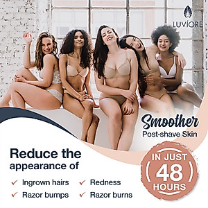 LUVIORE Ingrown Hair Treatment Solution (4 oz) - After Shave for Women & Men - Ingrown Hair treatment for bikini area - razor burn treatment women bikini - Moisturizing Serum for Women & Men