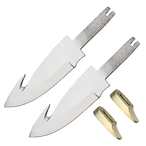 Whole Earth Supply (Set of 2) CUSTOM BLANK Guthook Knife Making Hunter Blade w/Brass Guard Bolster BLSM02