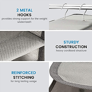 ZOBER Hanging Shoe Organizer for Closet, 10 Shelves - Hanging Shoe Rack W/ Side Pockets - Narrow, Space Saving, Durable