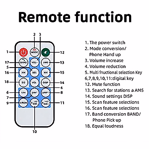 FYPLAY Classic Bluetooth Car Stereo , FM Radio Receiver, Hands-Free Calling, Built-in Microphone, USB/SD/AUX Port, Support MP3/WMA/WAV, Dual Knob Audio Car Multimedia Player, Remote Control