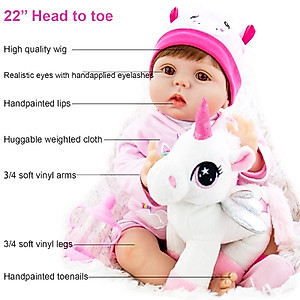 Milidool Reborn Baby Dolls Girl 22 inch Realistic Newborn Baby Girls Lifelike Weighted Baby Girl Dolls Lifelike Baby Toddler Doll with Owl Toy Gifts Set for Kids 3 Year Old