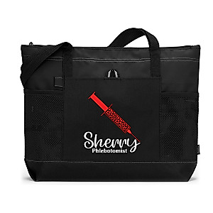 Personalized Phlebotomist Gift, Phlebotomy Syringe Love, Custom Tote Bag with Mesh Pockets
