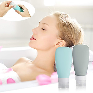 Vonpri Silicone Travel Bottles, Leak Proof Squeezable Refillable Travel Accessories Toiletries Containers Travel Size Cosmetic Tube for Shampoo Lotion Soap Liquids (3oz&2oz 5pack)