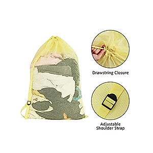Daly Kate 3 Pack Mesh Laundry Bags with Adjustable Single Shoulder Straps 24" x 36" Sturdy Nylon Material Laundry Liners with Drawstring Closure for College, Dorm and Apartment