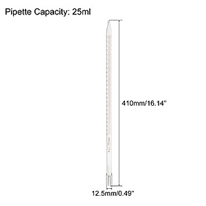 PATIKIL Graduated Dropper Pipettes, 1 Pcs 25ml Reusable Borosilicate Glass Pipette for Transfer Liquid for Laboratory, Chemistry, Clear