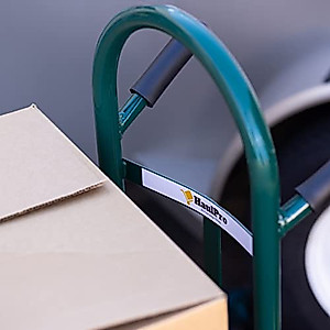 HaulPro Heavy Duty Hand Truck with Double-Grip Handle - Steel Dolly Cart for Moving - 800 Pound Capacity - 10" - Rubber Wheels - 50" H x 18.5" W with 14" x 9.5" Nose Plate - Green