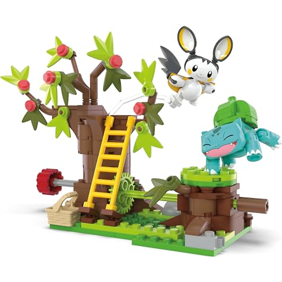 Mega Pokémon Building Toys Set Emolga and Bulbasaur’s Charming Woods with 194 Pieces, 2 Poseable Characters and Motion, for Kids