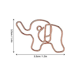 20Pcs Cute Elephant Shaped Paper Clips,Rose Gold Journal Paper Clips Metal Bookmark Clips Office Supplies with Storage Box for Document Organizing