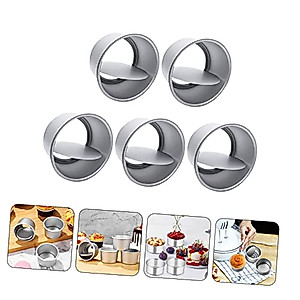 EXQUIMEUBLE 5pcs Live Cake Mold Mini Cake Pan Angel Food Cake Angel Food Cake Pan Cheesecakes Baking Tray Chiffon Tube Pan Bread Pan Aluminum Alloy Silver 4 Inch Cake Tin Small Round Cake Pan