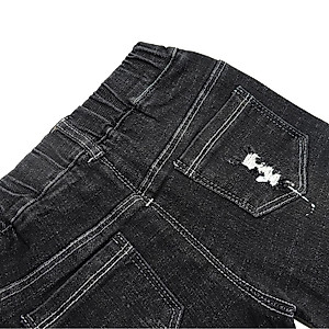 CHUMHEY Little Kid Jeans, Baby Boys Girls Elastic Waist Ripped Denim Pants,Black,3T