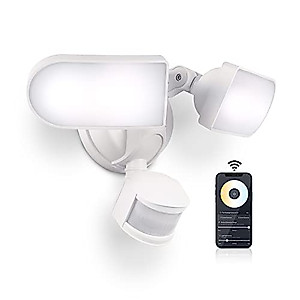 Wasserstein Wired Smart Floodlight - 2000 Lumens - Outdoor Floodlight with Motion Sensor and Timer Control for Your Garage, Garden, Porch and Anywhere Outdoor(White)