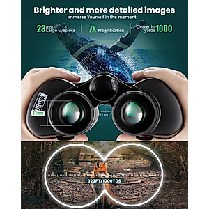 7x50 HD Binoculars High Powered, Large View Binoculars with Clear Low Light Vision-Binoculars for Bird Watching Cruise Travel, Night Vision Binoculars and Waterproof Compact Binoculars for Adults