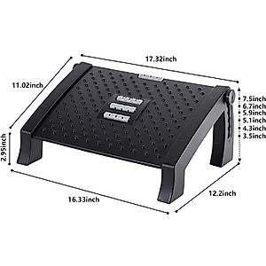 Foot Rest,6 Height Adjustable Foot Rest for Under Desk at Work,Ergonomic Under Desk Footrest with Massage Particle and Rollers,Office Under Desk Foot Stool for Promote Leg Circulation,Relieve Pressure