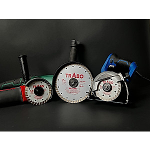 Trabo 7 Inch Masonry Turbo Rim Diamond Metal Bond Blade for Cutting Cement, Pavers, Concrete with Rebar, Natural Stone and More, with 7/8 Inch Arbor with 5/8 Inch Reducer Ring