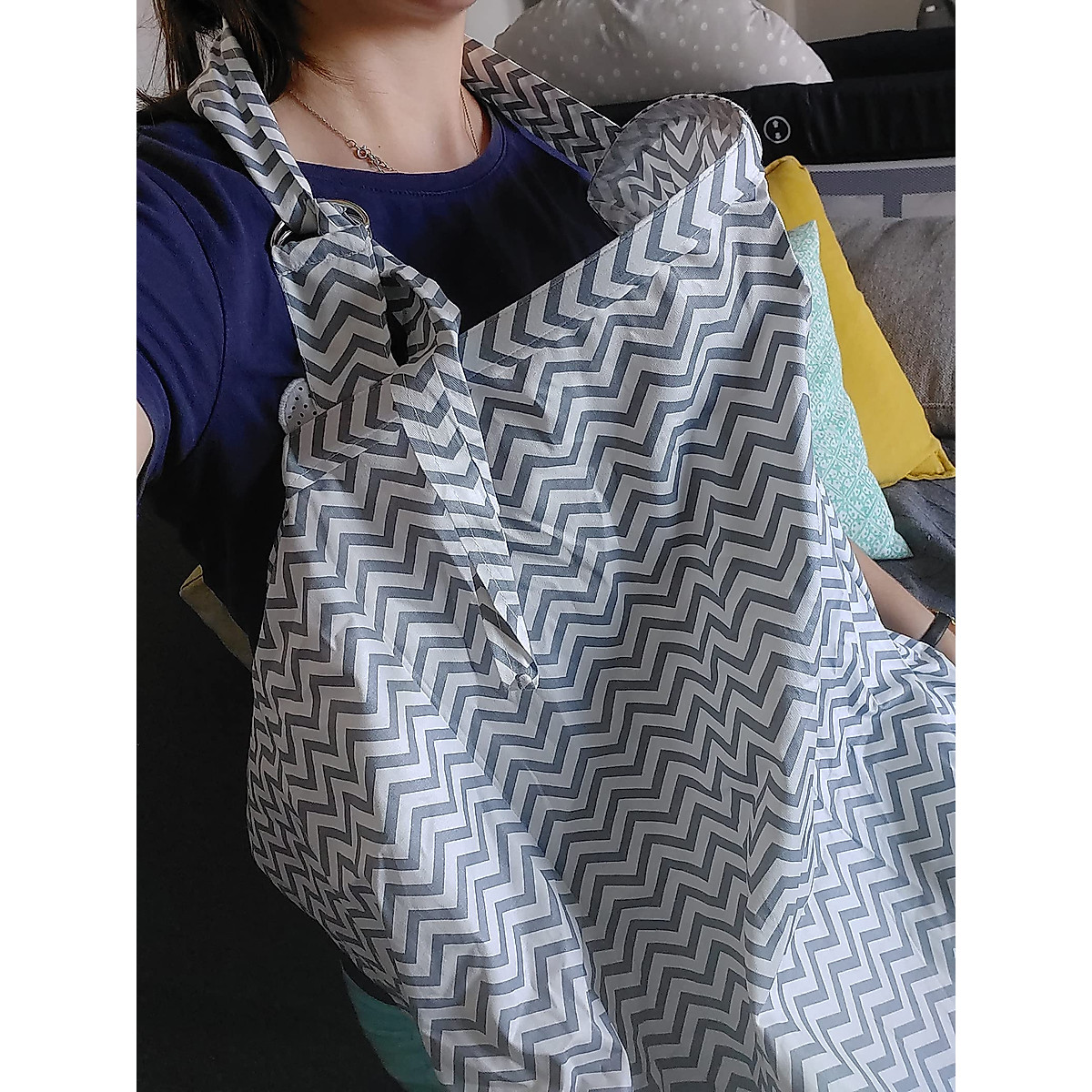 Nursing Cover, Breastfeeding Cover with Matching Pouch, Baby Car Seat Cover, Car Seat Canopy, Soft Breastfeeding Cotton for Baby with No See Through Cotton for Mother Nursing Apron for Breastfeeding