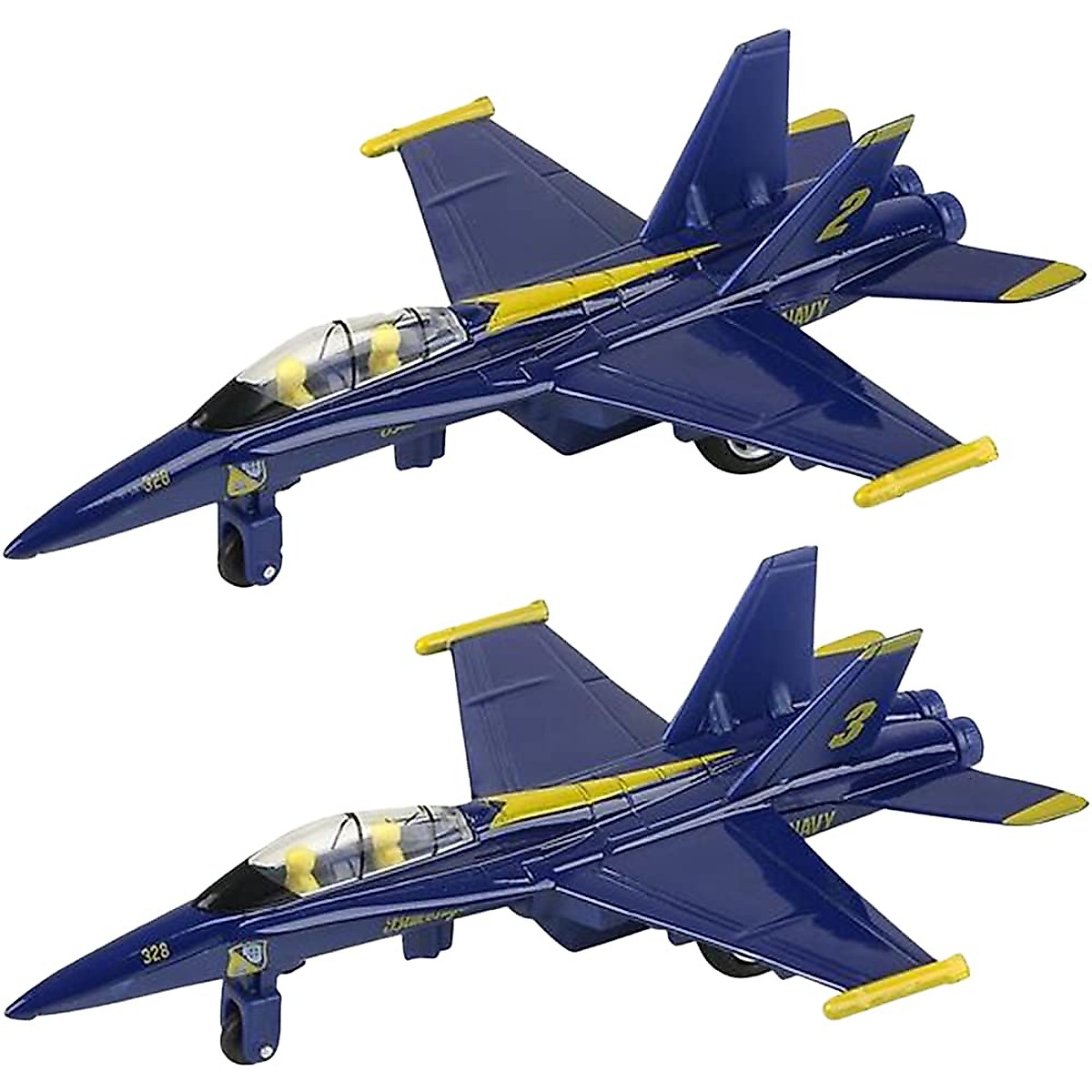 ArtCreativity Jumbo Diecast F-18 Blue Angel Jets with Pullback Mechanism, Set of 2, Diecast Metal Jet Plane Fighter Toys for Boys, Air Force Military Cake Decorations, Aviation Party Favors