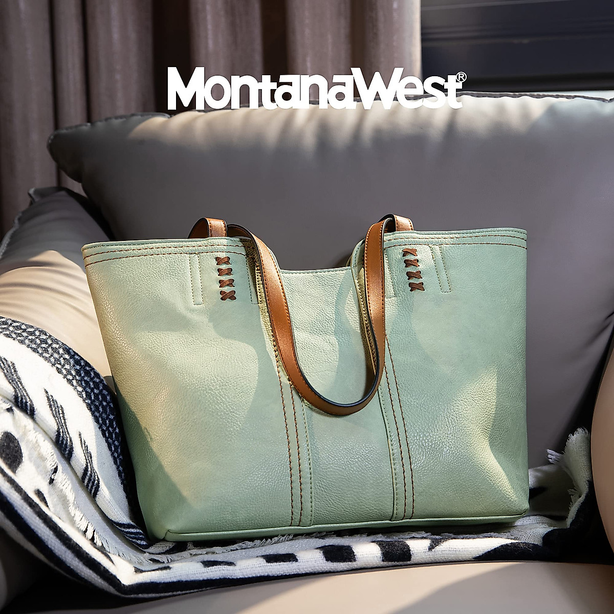 Montana West Tote Bag for Women Top Handle Satchel Purse Oversized Shoulder Handbag Hobo Bags Green Christmas Gift MWC-118GN